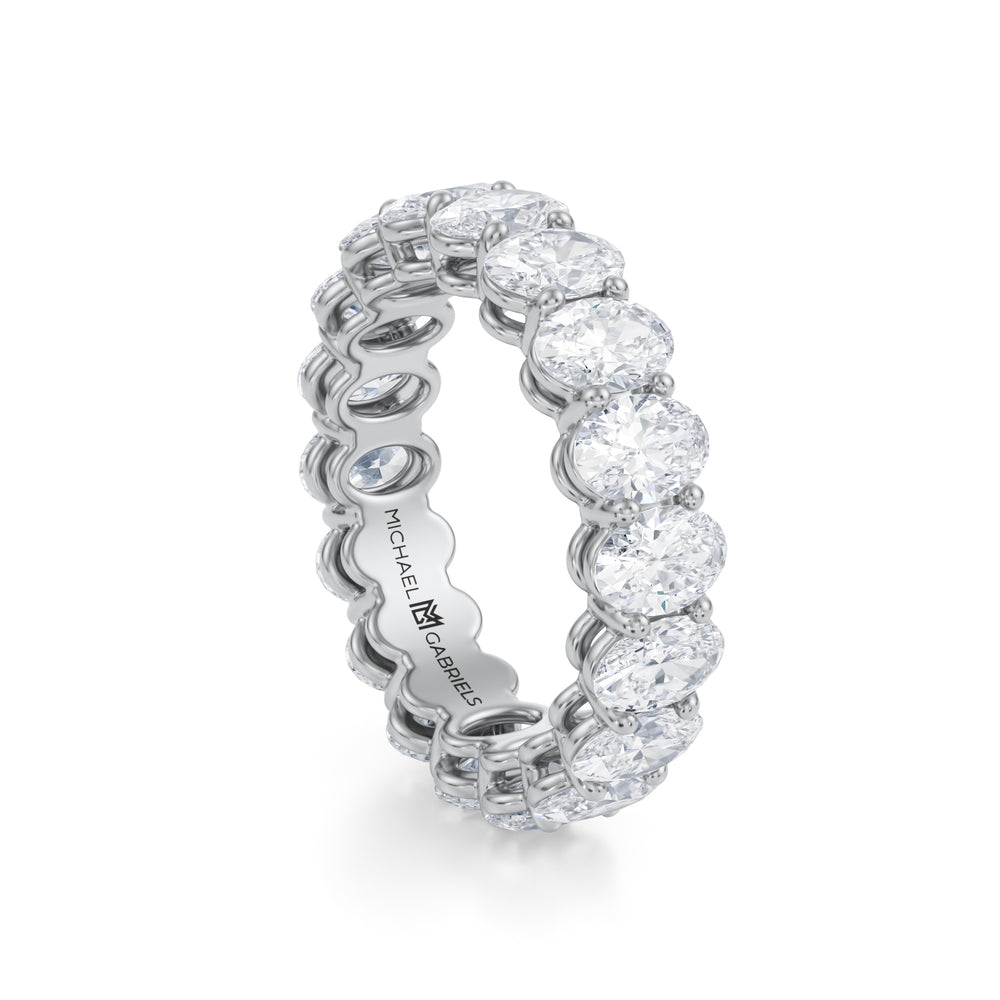 4 Carat Oval Lab Grown Diamond Basket Eternity Band | Michael Gabriels