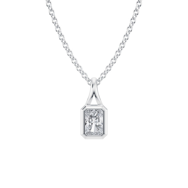 1/4Carat Radiant Lab Diamond Bezel Necklace|Michael Gabriels