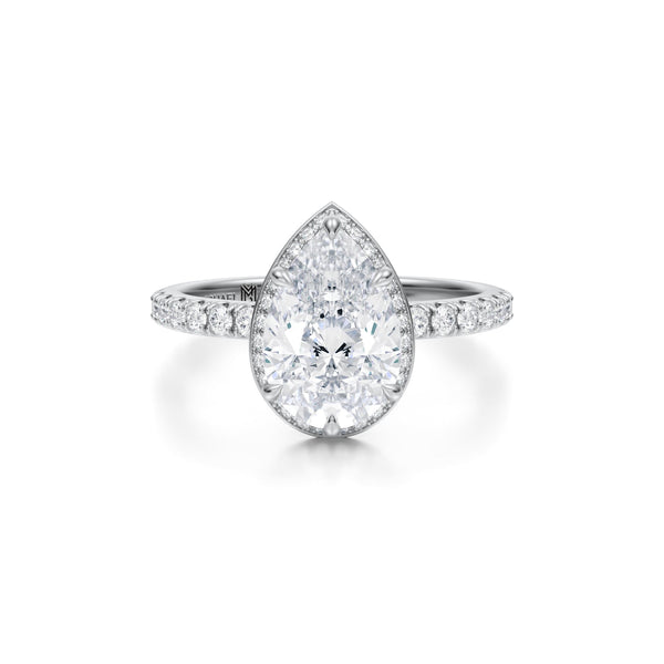 1.00 Carat D-VS1 Pear Knife Edge Halo With Pave Ring | Michael Gabriels
