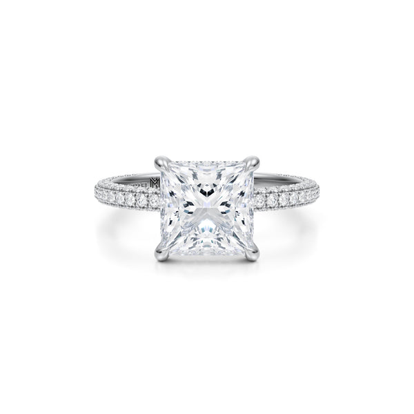 Princess Invisible Halo With Trio Pave Ring